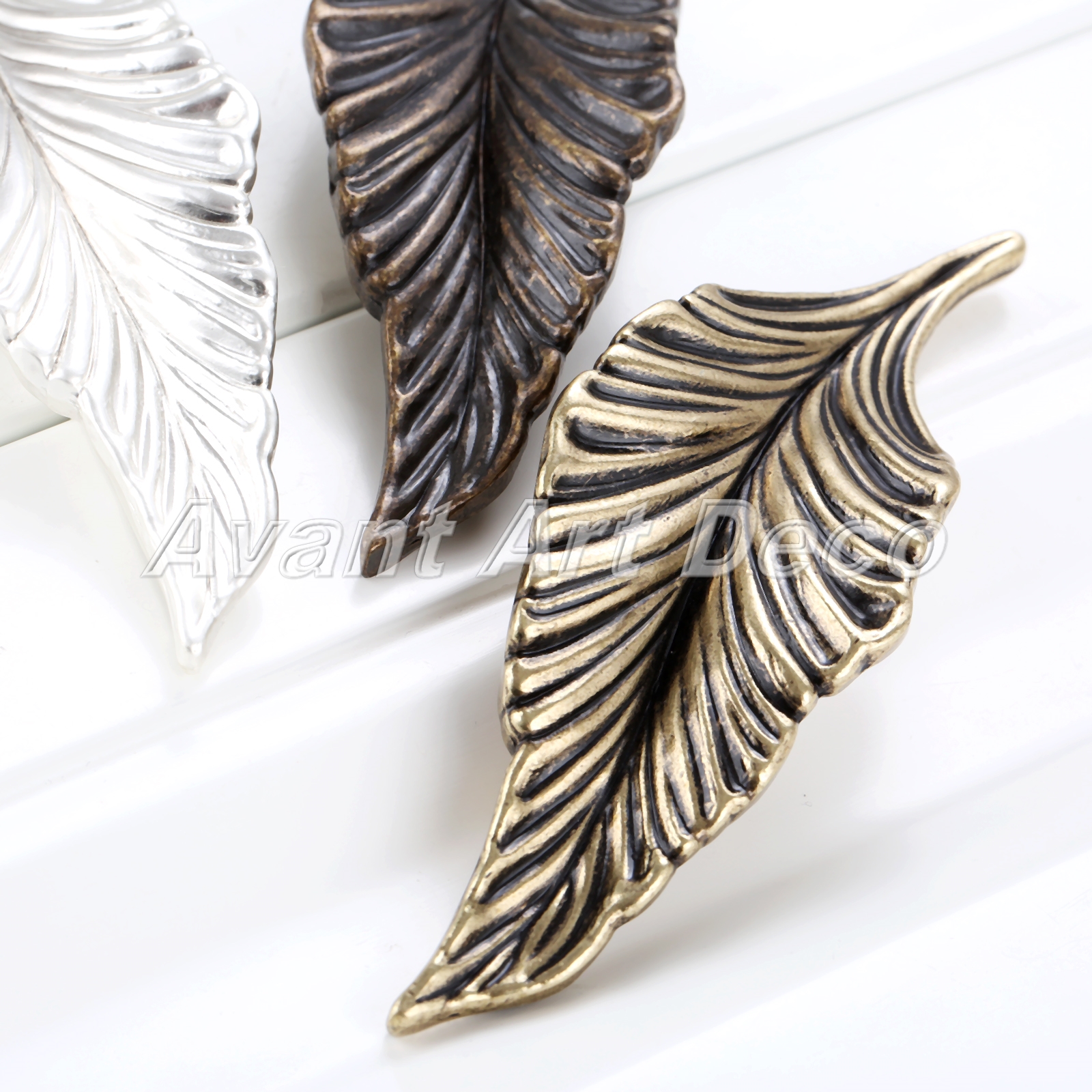 2pcs Leaf Design Cabinet Handle Pull Kitchen Furniture Drawer Door Knob ...