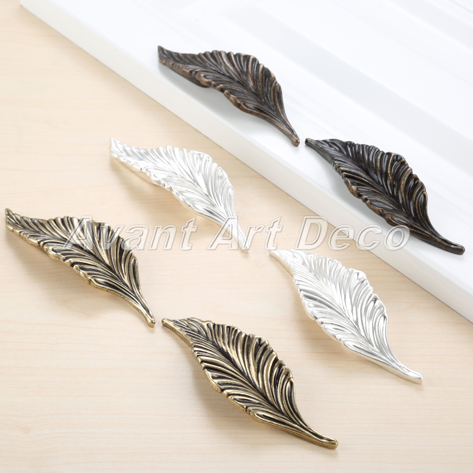 2pcs Leaf Design Cabinet Handle Pull Kitchen Furniture Drawer Door Knob ...