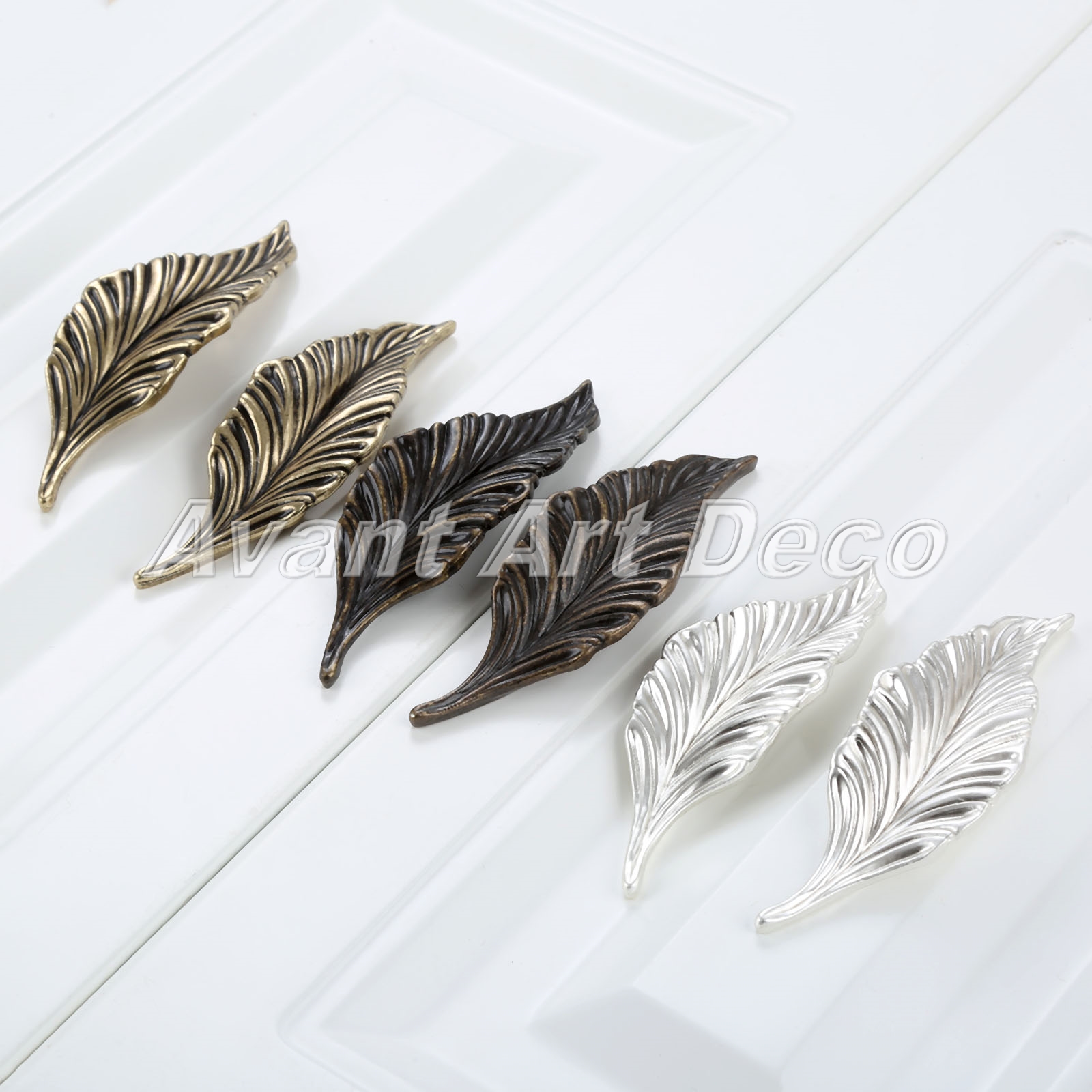 2pcs Leaf Design Cabinet Handle Pull Kitchen Furniture Drawer Door Knob ...