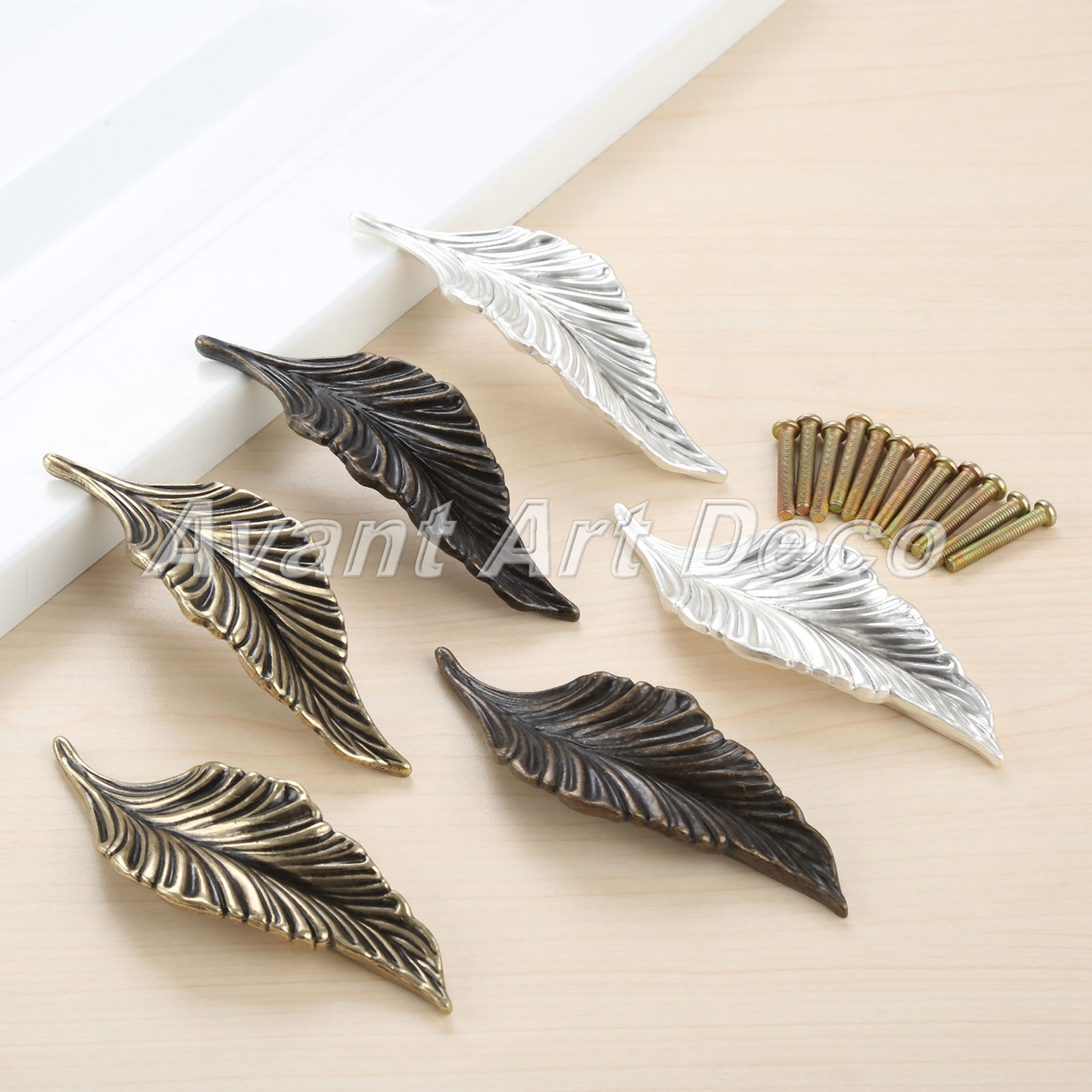 2pcs Leaf Design Cabinet Handle Pull Kitchen Furniture Drawer Door Knob ...