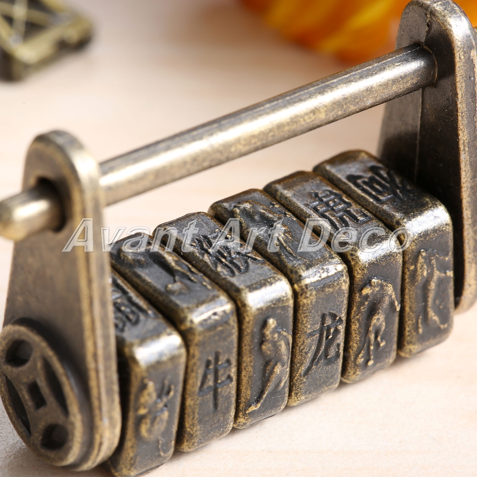 1x Password Padlock Chinese Zodiac Keyed Lock Vintage Cabinet Furniture ...